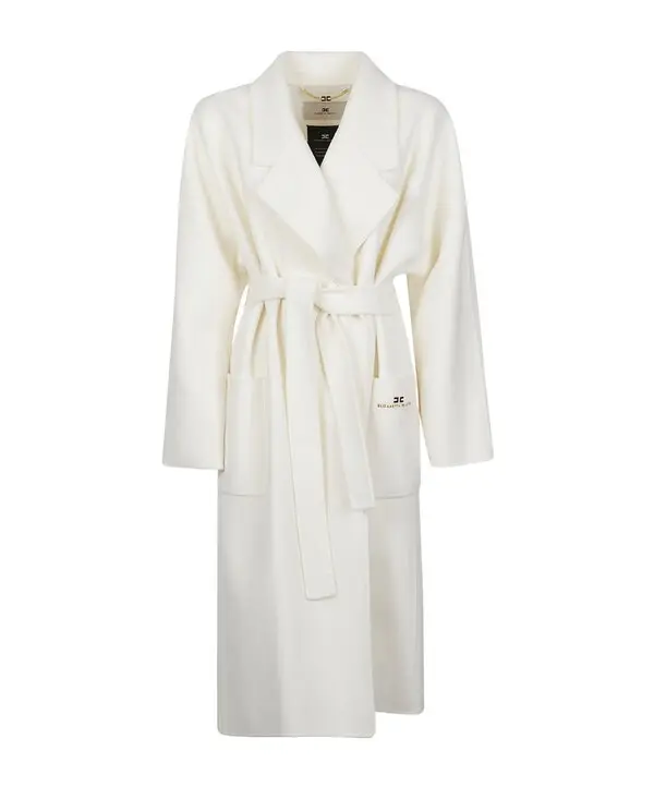 Elisabetta Franchi Logo Detailed Belted Coat - No