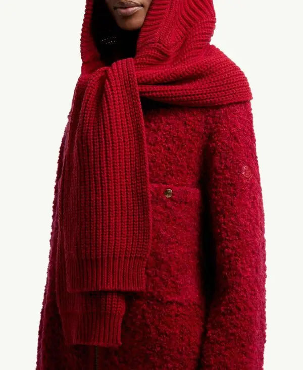 Moncler Wool Cashmere Blend Hooded Scarf