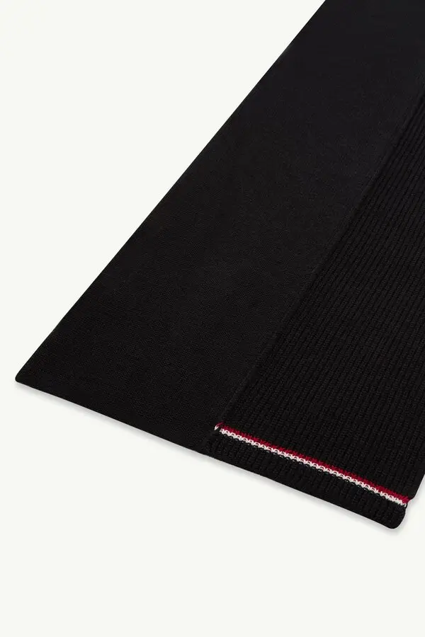 Moncler Logo Wool Rib Knit Scarf