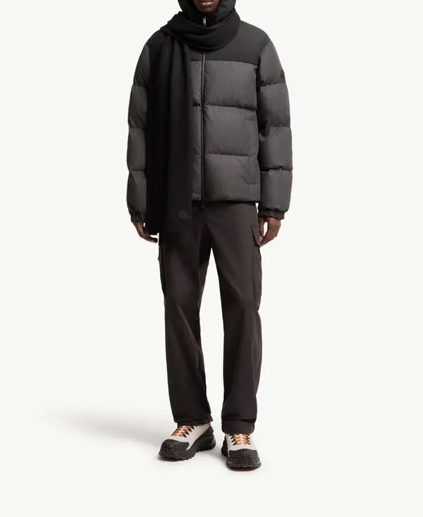 Moncler Logo Wool Rib Knit Scarf
