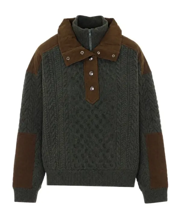 Sea Cable-knit Corduroy-trim Sweater - No