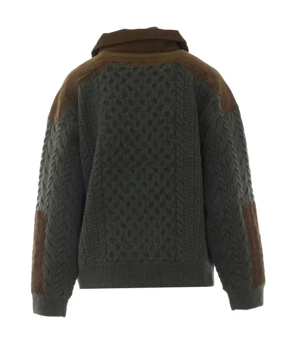 Sea Cable-knit Corduroy-trim Sweater - No