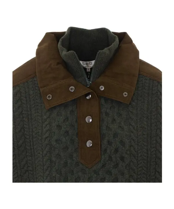 Sea Cable-knit Corduroy-trim Sweater - No