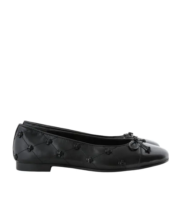 Tory Burch Cap Toe Bunny Knot Ballerinas - Black