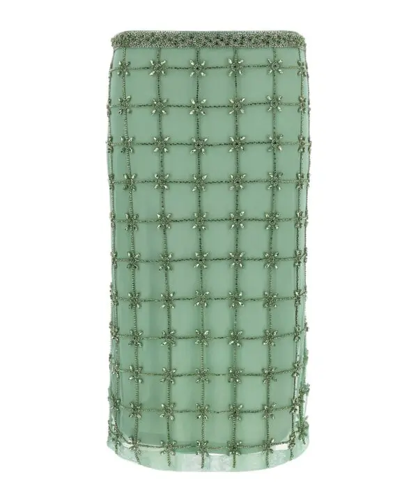 Pinko New Carrieri Embellished Tulle Skirt - Green