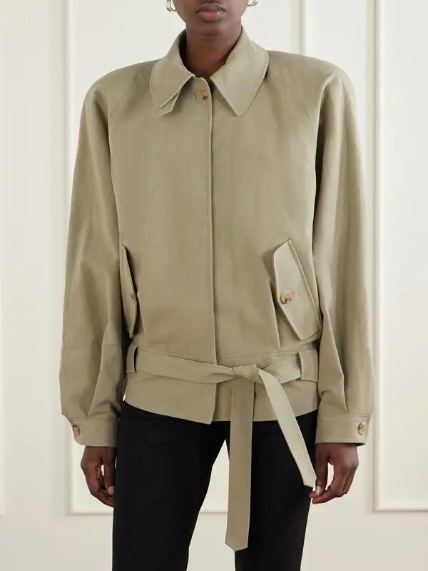 Magda Butrym Belted Cotton-gabardine Jacket - Neutrals