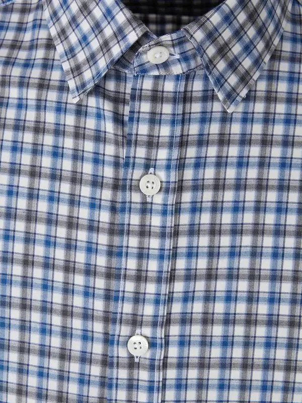 Canali Curved Hem Plaid Shirt