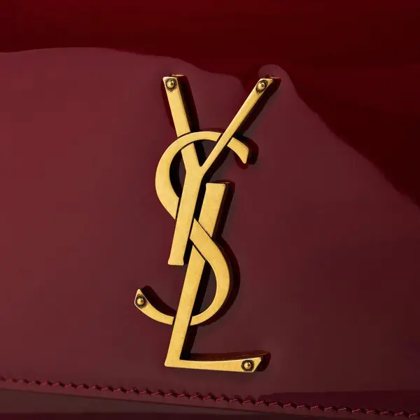 Saint Laurent Patent Flap Crossbody Bag - Brown