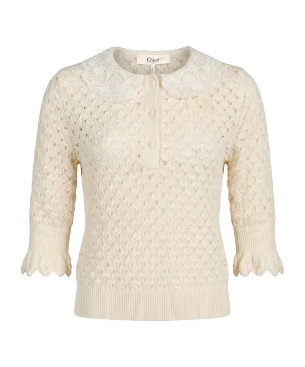Chloé Minimalist Solid-color Crocheted Top - Camel