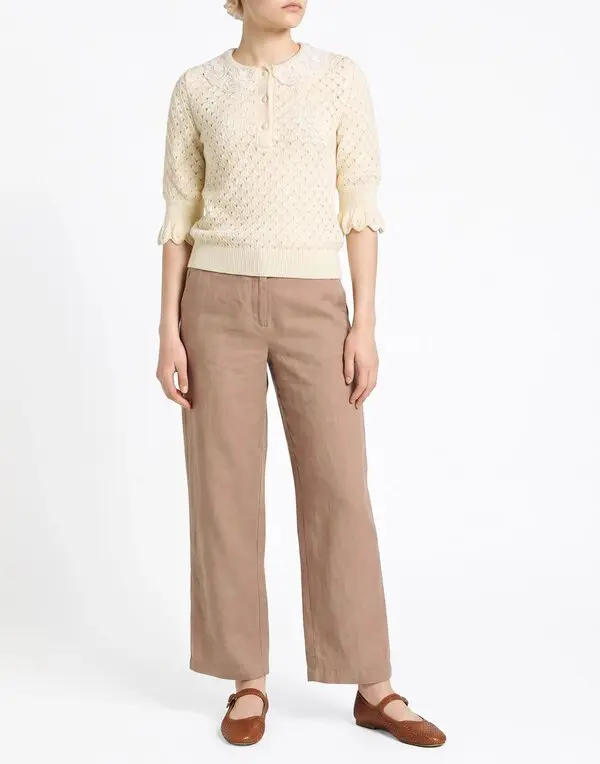 Chloé Minimalist Solid-color Crocheted Top - Camel