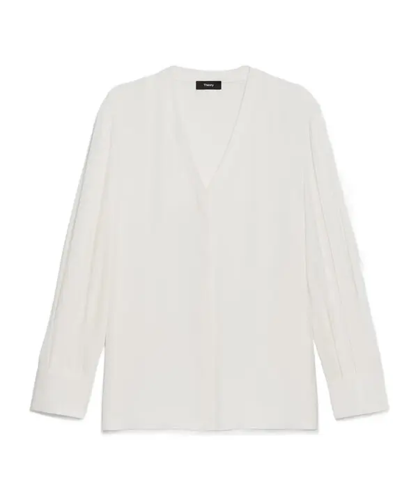 Theory V-neck Flared-cuff Blouse