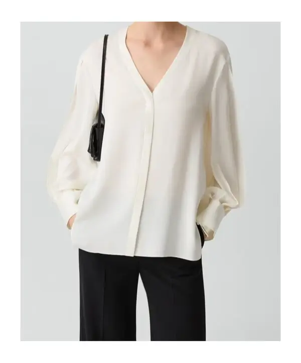 Theory V-neck Flared-cuff Blouse