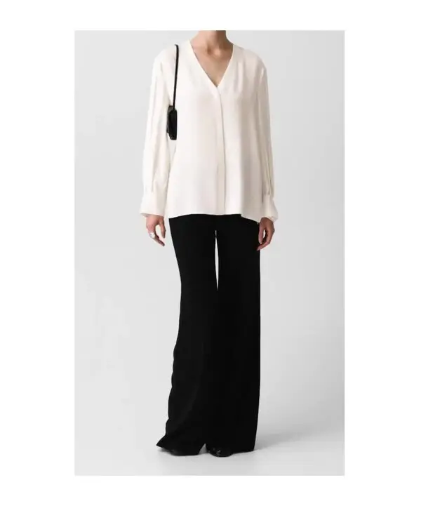 Theory V-neck Flared-cuff Blouse