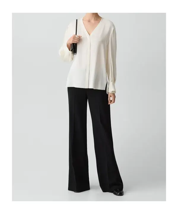 Theory V-neck Flared-cuff Blouse