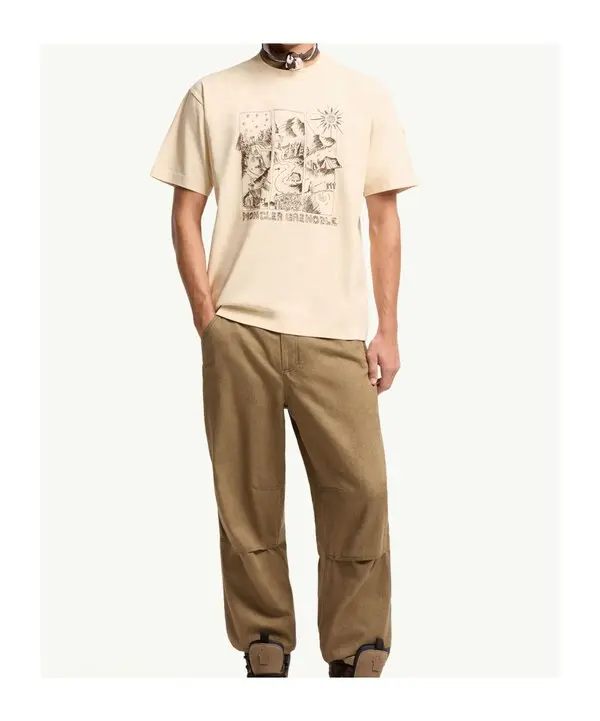 Moncler Mountain Landscape Print Cotton T-shirt