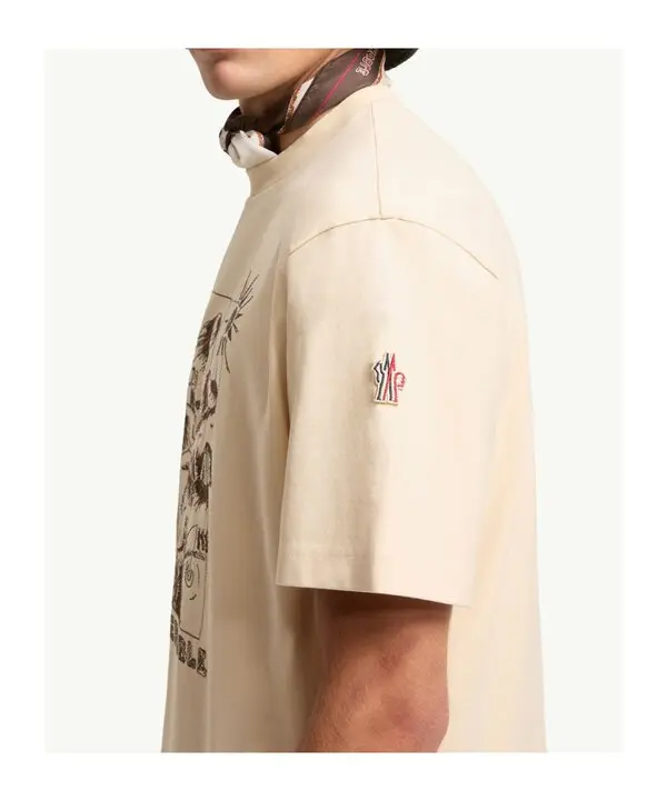 Moncler Mountain Landscape Print Cotton T-shirt