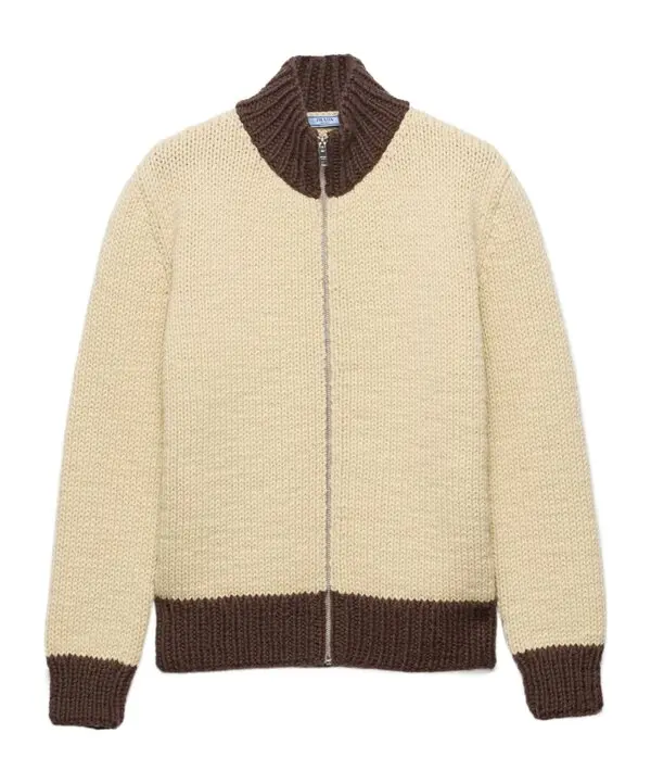 Prada Wool Zipper Cardigan - Rope/cocoa Brown