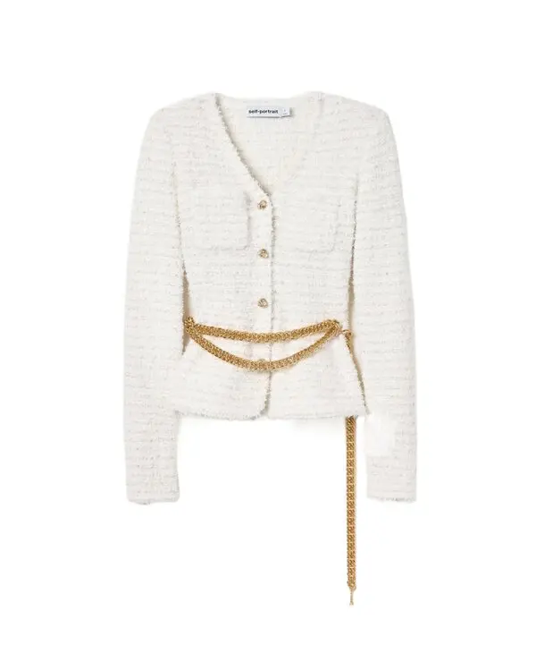 SELF-PORTRAIT Long-sleeve Cardigan - White