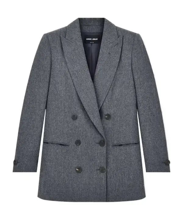 Giorgio Armani Double-breasted Jacket In Virgin Wool Flannel And Cashmere