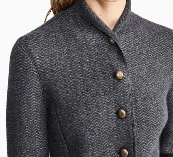 Giorgio Armani Herringbone Cashmere Knit Jacket With Stand Collar