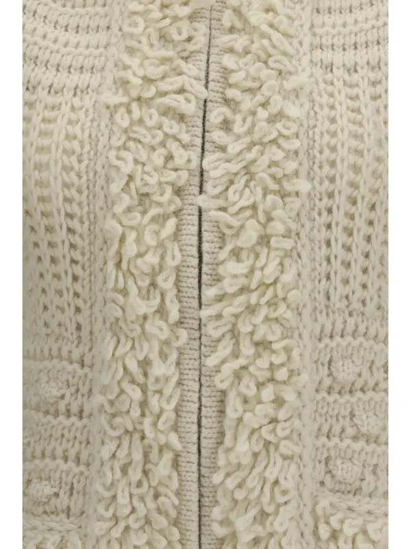 Fendi Chunky Cable Knit Hooded Gilet - Ivory