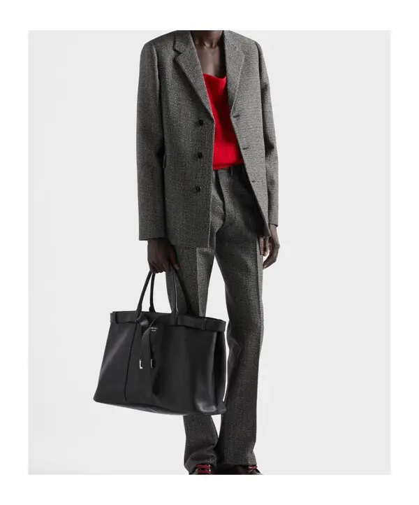 Prada Buckle Antiqued Nappa Leather Bag - Black