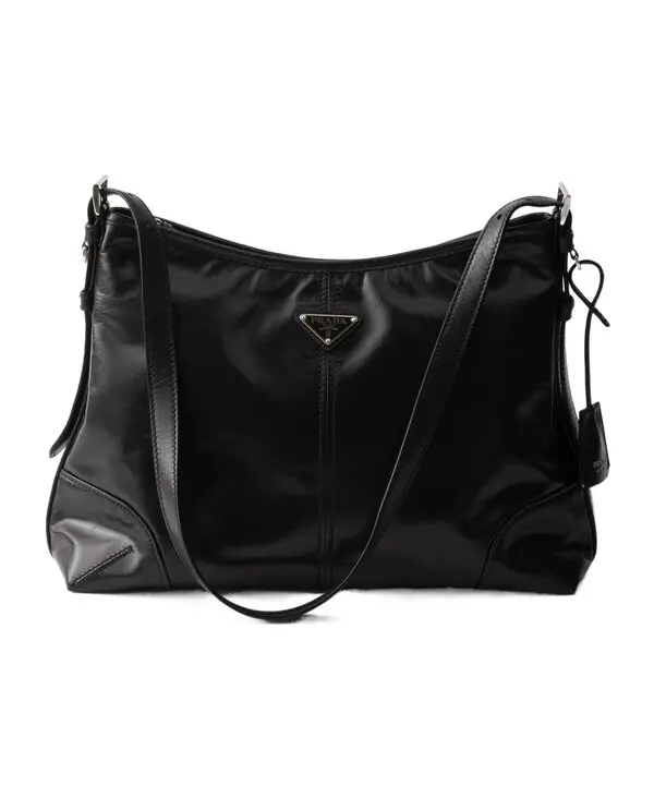 Prada Aimee Large Leather Shoulder Bag - Black
