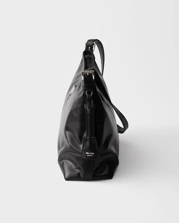 Prada Aimee Large Leather Shoulder Bag - Black