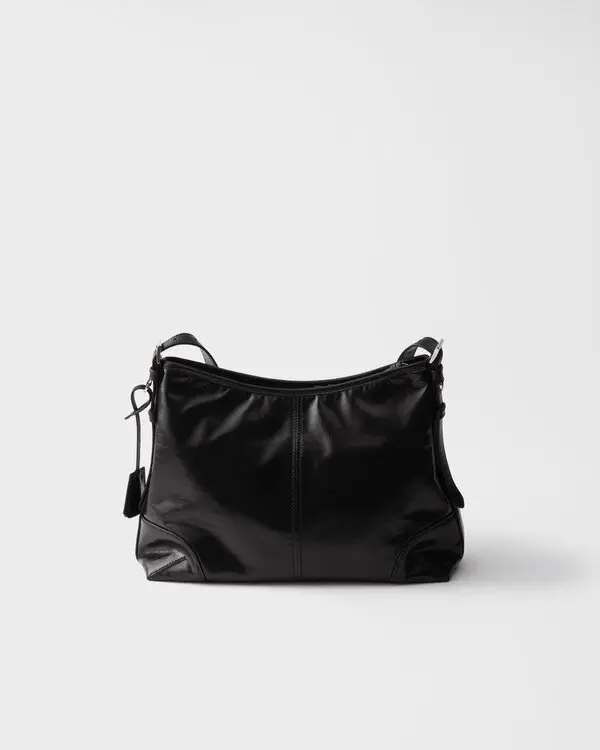 Prada Aimee Large Leather Shoulder Bag - Black