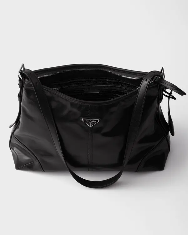 Prada Aimee Large Leather Shoulder Bag - Black