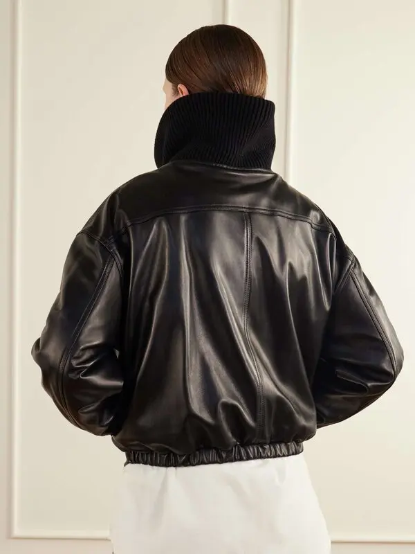 Phoebe Philo Ribbed-trimmed Leather Jacket