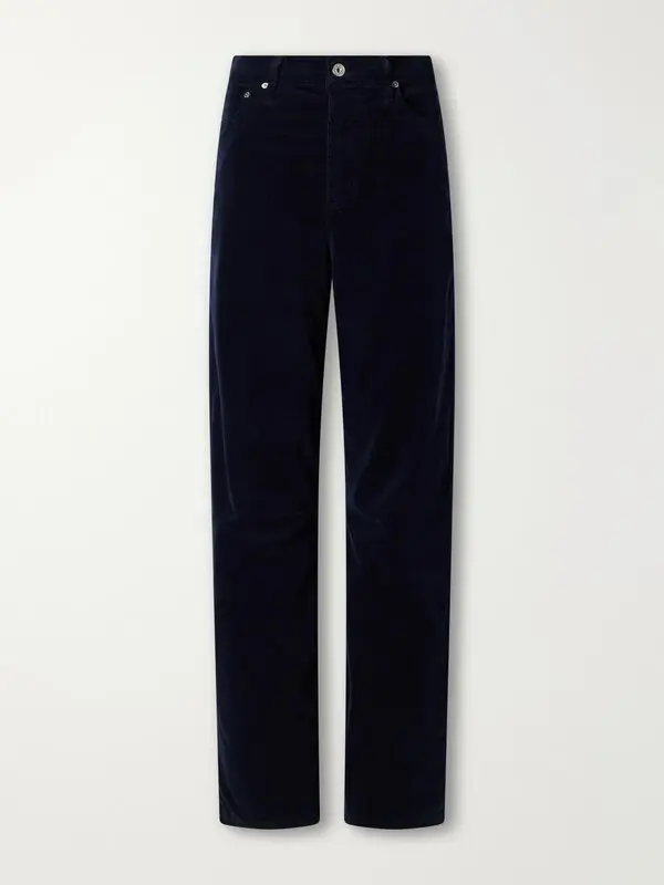 Citizens Of Humanity Miro Long Cotton-corduroy Mid-rise Barrel-leg Pants - Blue