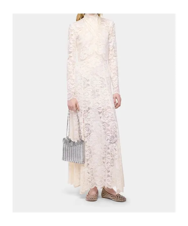 Rabanne Long Lace Dress With Cut-out Details