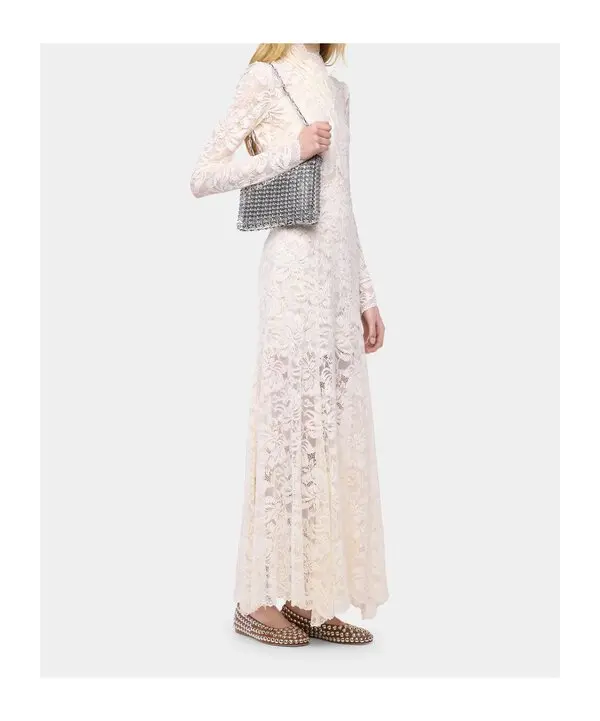 Rabanne Long Lace Dress With Cut-out Details