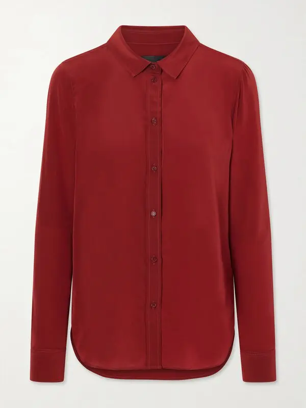 NILI LOTAN Gaia Silk-crepe De Chine Shirt - Red