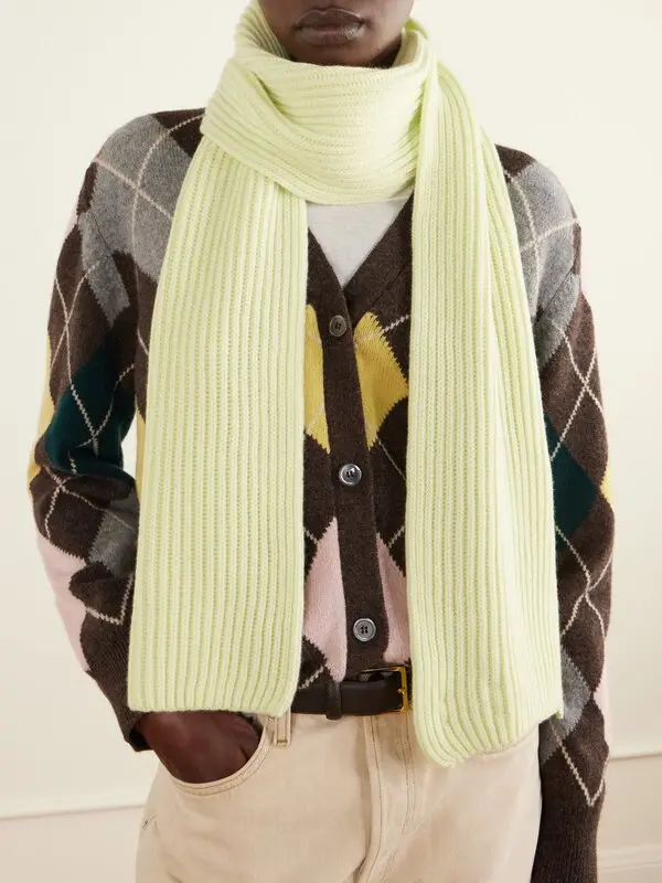 Johnstons Of Elgin Lovat Ribbed Cashmere Scarf