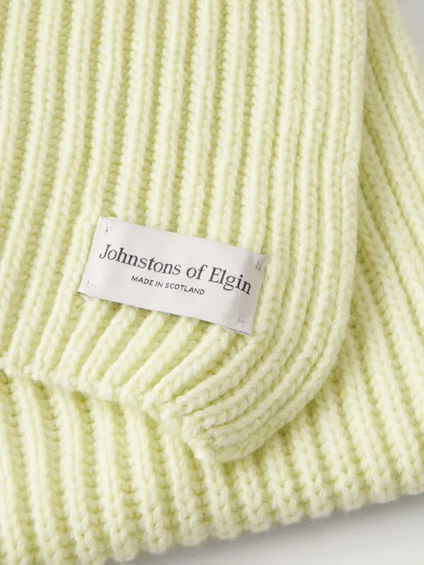 Johnstons Of Elgin Lovat Ribbed Cashmere Scarf