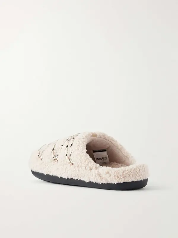 Moon Boot Teddy Suede-trimmed Plush Slip-ons