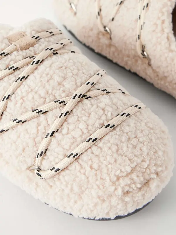 Moon Boot Teddy Suede-trimmed Plush Slip-ons
