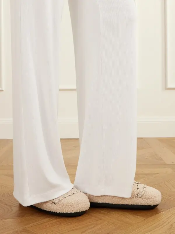 Moon Boot Teddy Suede-trimmed Plush Mules - Neutrals