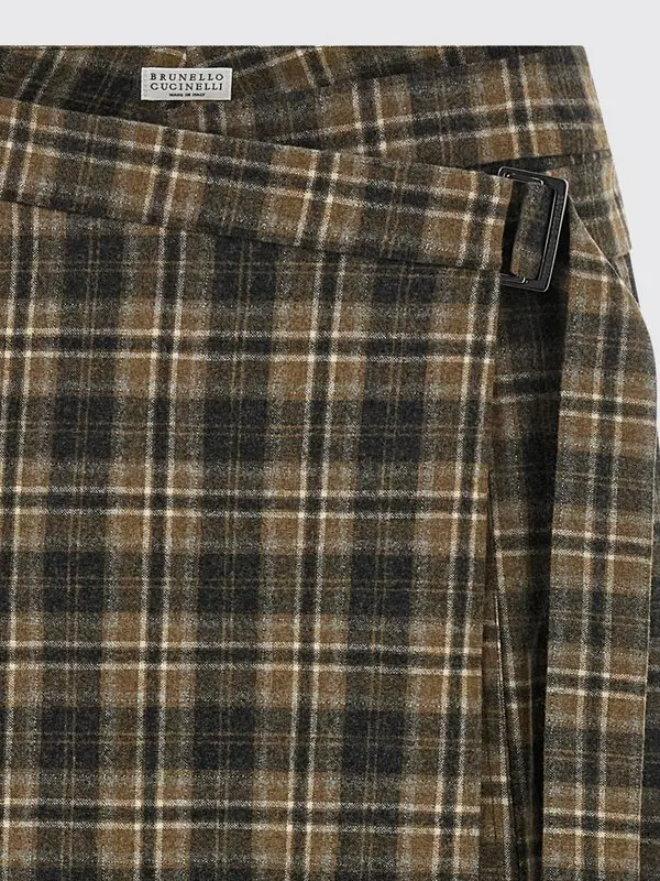 Brunello Cucinelli Pleated Tartan Wrap Skirt