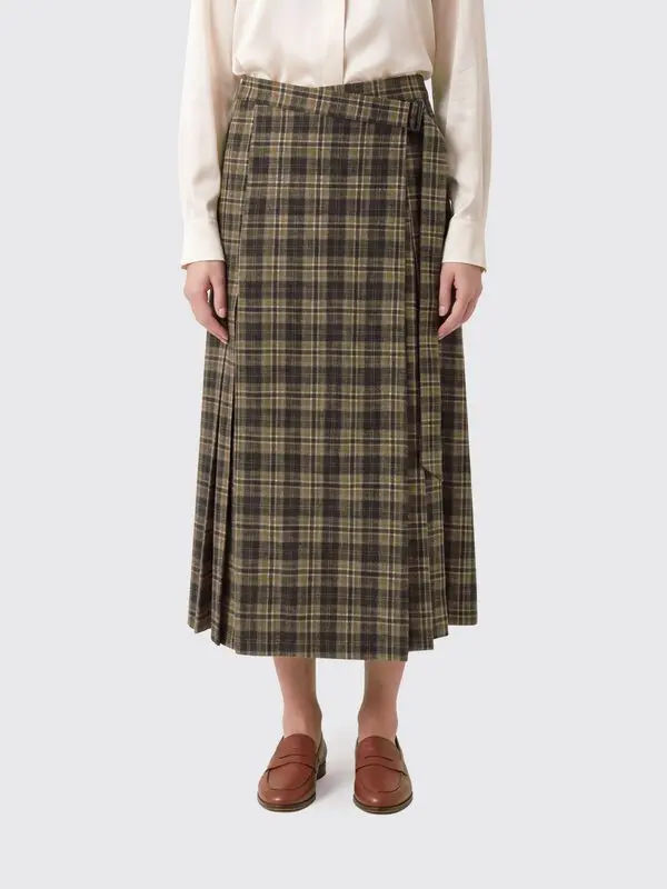 Brunello Cucinelli Pleated Tartan Wrap Skirt