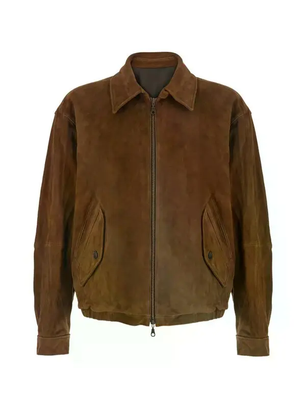 COOR Zip-up Leather Bomber Jacket