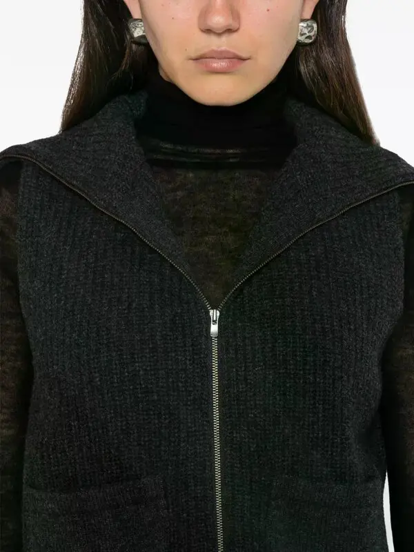 Majestic Filatures Ribbed-knit Zip-up Cardigan - Grey