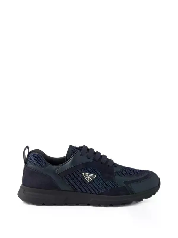 Prada Prax Leather And Fabric Sneakers - Blue