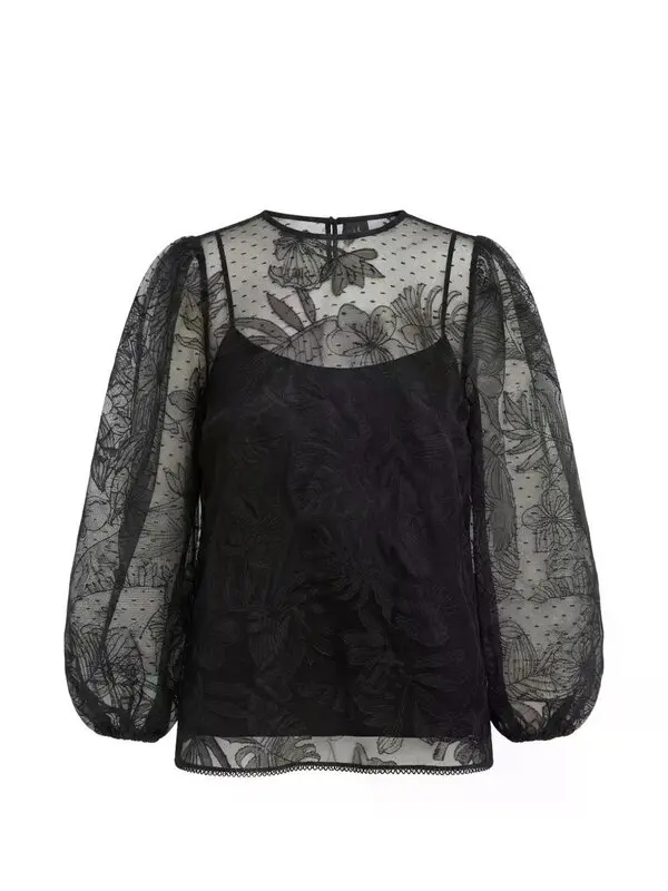 GEMY MAALOUF Embroidered Puff-sleeve Top