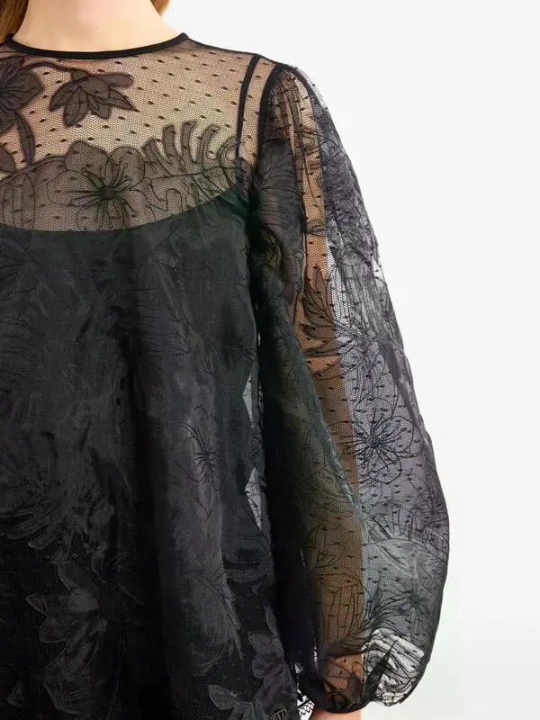 GEMY MAALOUF Embroidered Puff-sleeve Top