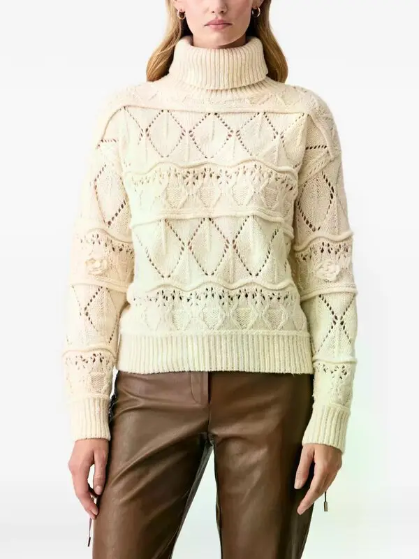 FRACOMINA Pointelle-knit Roll-neck Sweater