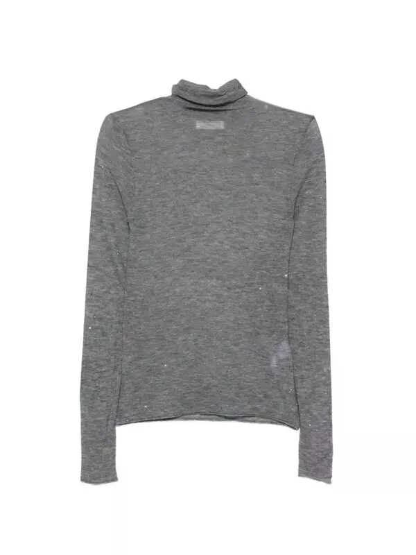 Majestic Filatures Sequin-embellished Roll-neck T-shirt - Grey
