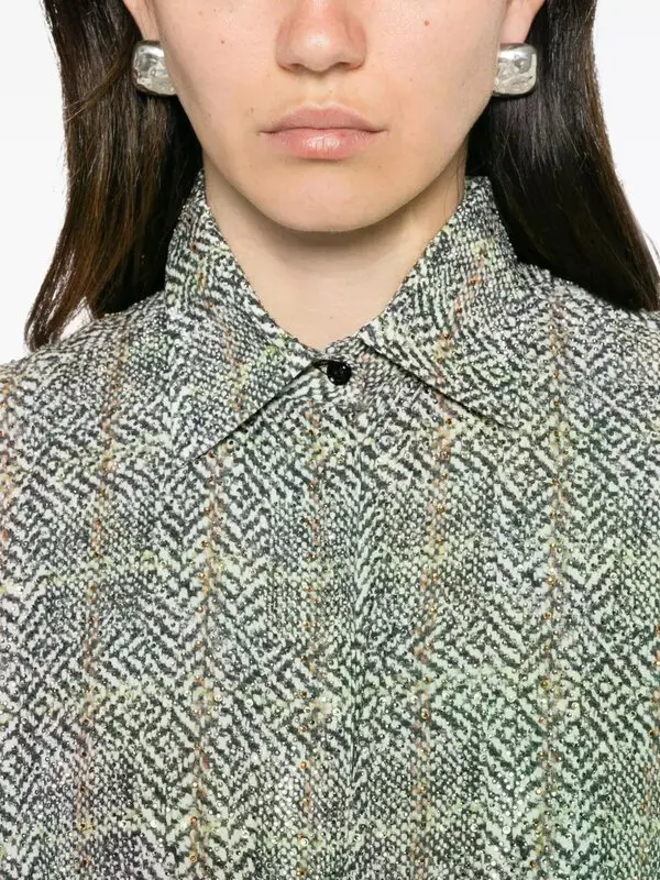 Ermanno Scervino Sequin-embellished Herringbone Shirt